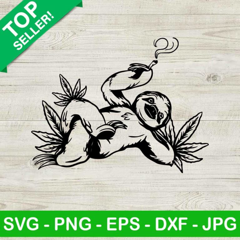 Sloth smoking cannabis SVG, Sloth weed SVG, Sloth smoking SVG
