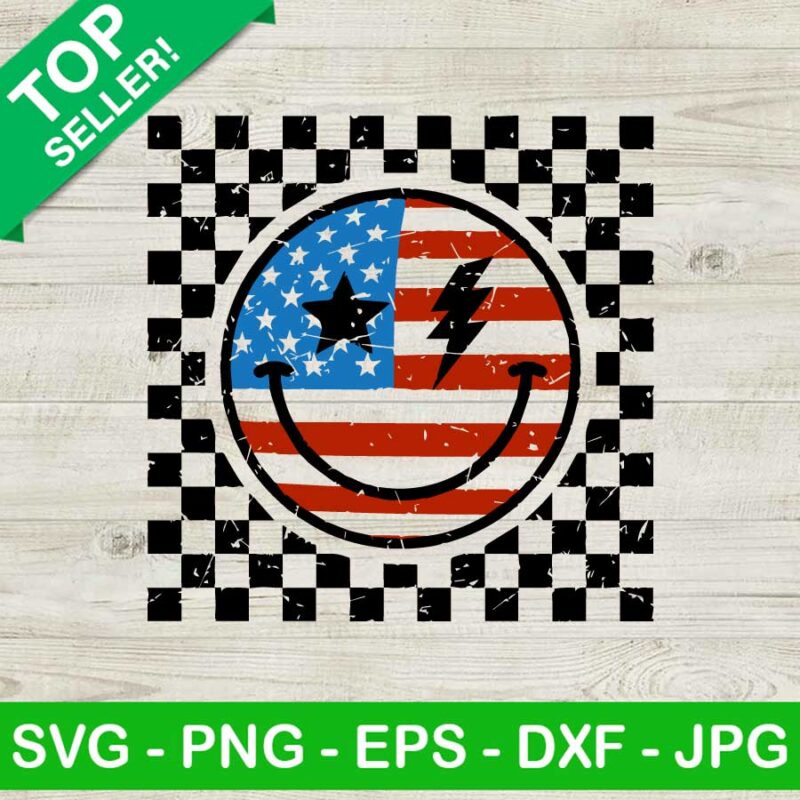 Smiley face US flag racing SVG, Smiley face flag SVG, Smiley face ...