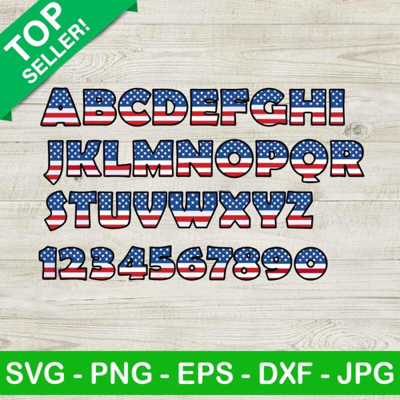American flag alphabet and number SVG, US flag alphabet and number SVG ...