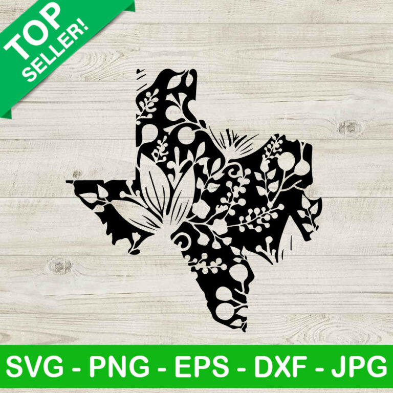 Floral Texas Map SVG, Texas Floral State Map SVG, Texas State SVG