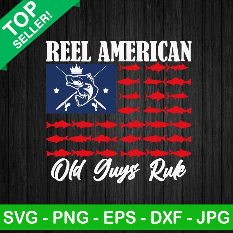 Reel American old guys ruk SVG, American flag fish SVG, Fishing 4th of ...