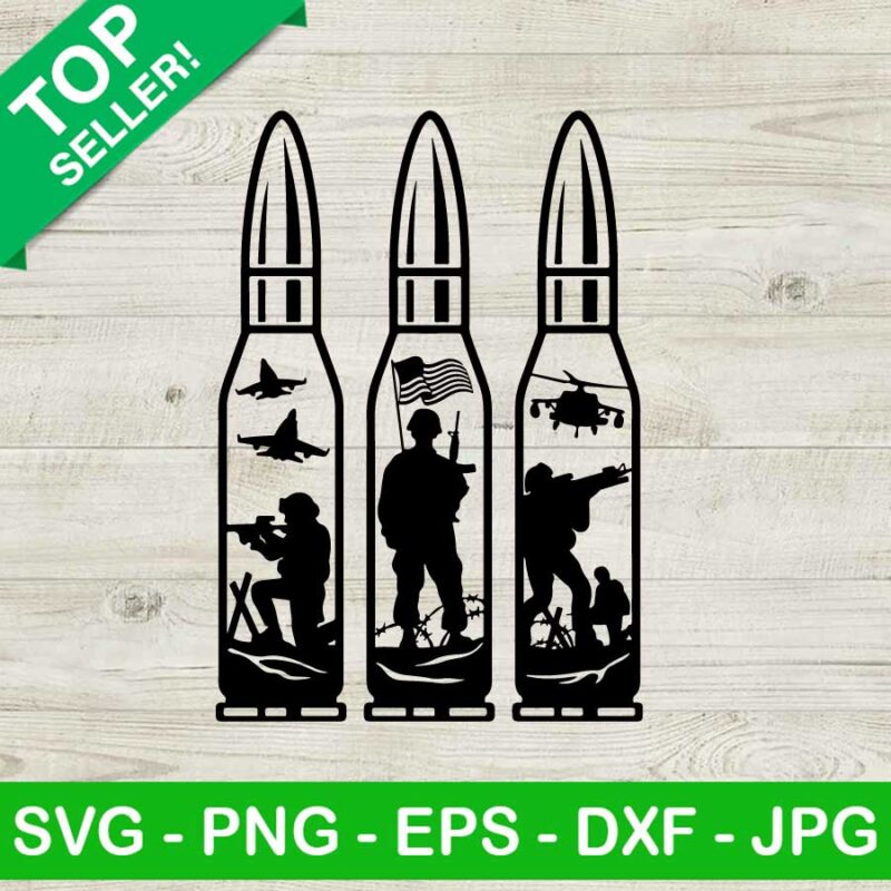 Bullet Soldier Scene Veteran SVG, US Military Scene Bullet SVG ...