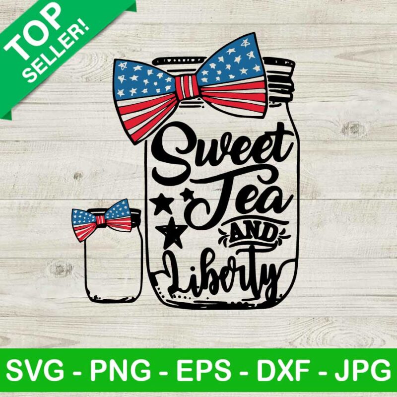 Sweet Tea And Liberty SVG, 4th Of July SVG, USA Flag Bowtie SVG