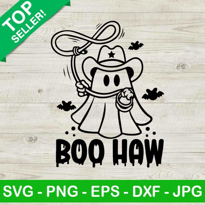 Boo haw ghost SVG, Ghost cowboy SVG, Western ghost halloween SVG
