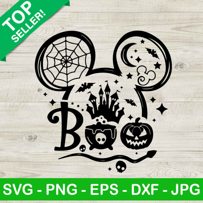 Halloween Boo Mickey Pumpkin SVG, Halloween Boo SVG, Mickey Head SVG
