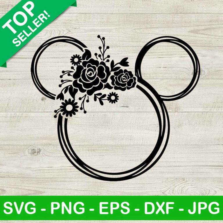 Flower And Garden Minnie SVG, Disney Mickey Head Floral Wreath SVG ...