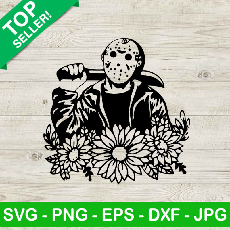 Floral Jason Voorheess SVG, Horror Jason Voorheess SVG, Halloween SVG