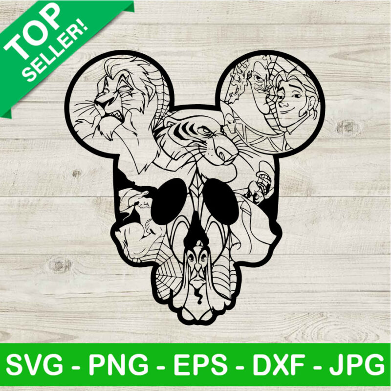 Halloween Villains Evil Mickey Mouse Skull SVG, Disney Villains ...