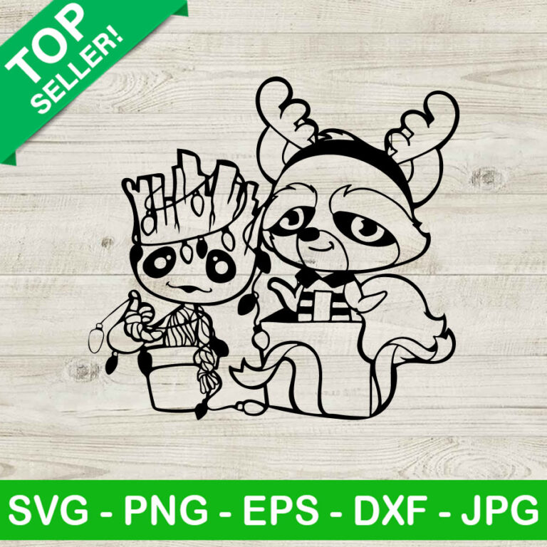 Rocket And Groot Christmas SVG, Baby Groot Christmas Light SVG ...