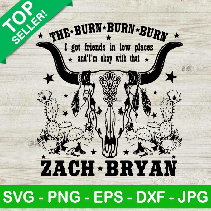 The Burn Zach Bryan Bull Skull SVG, The Burn Burn Burn Tour SVG, Zach ...