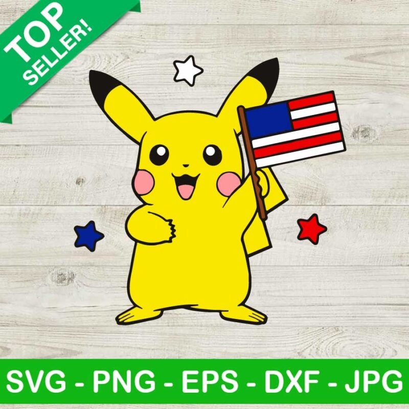 Patriotic pikachu SVG, Pikachu 4th of july SVG, Pikachu independence ...