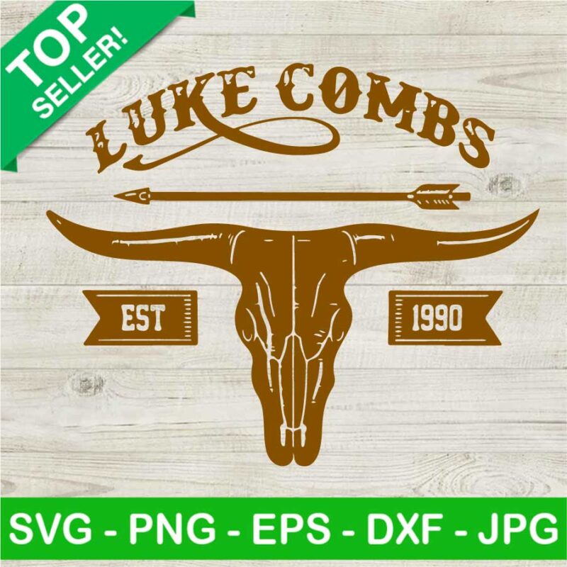 Bull Skull Luke Combs Est 1990 SVG, Luke Combs Bull Skull SVG,Luke ...