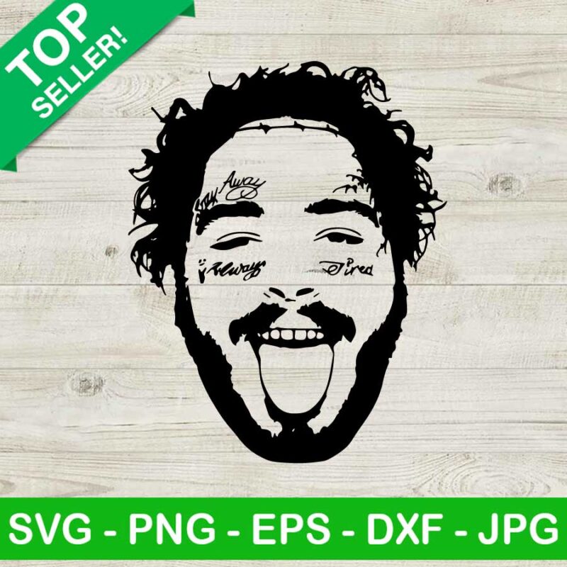 Post Malone face SVG, Post Malone Rapper SVG, Malone singer rapper SVG ...