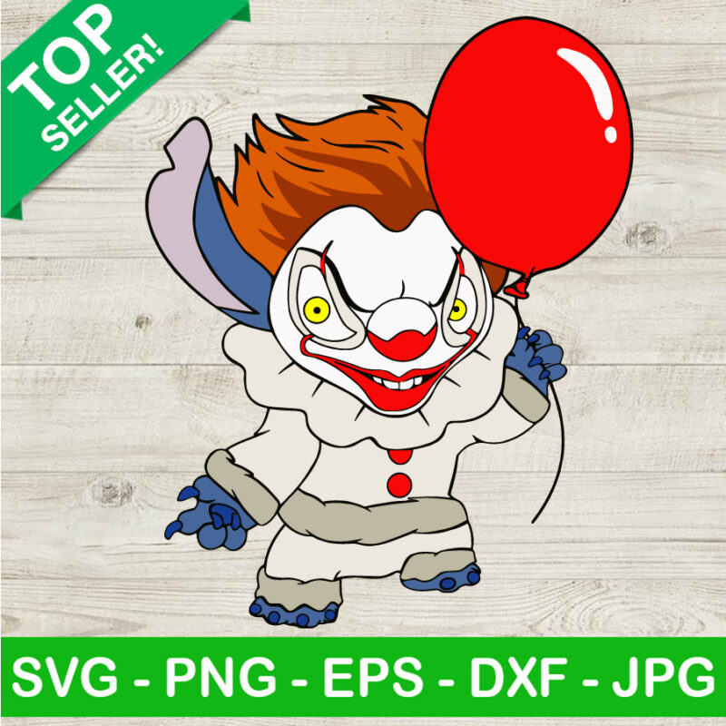 Funny Halloween Pennywise Stitch SVG, Pennywise Stitch With Balloon SVG ...