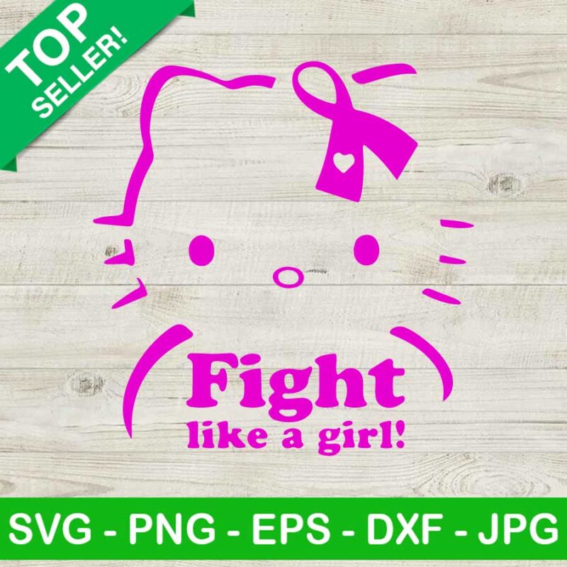 Hello Kitty Fight Like A Girl SVG, Kitty Pink Ribbon SVG PNG, Breast ...
