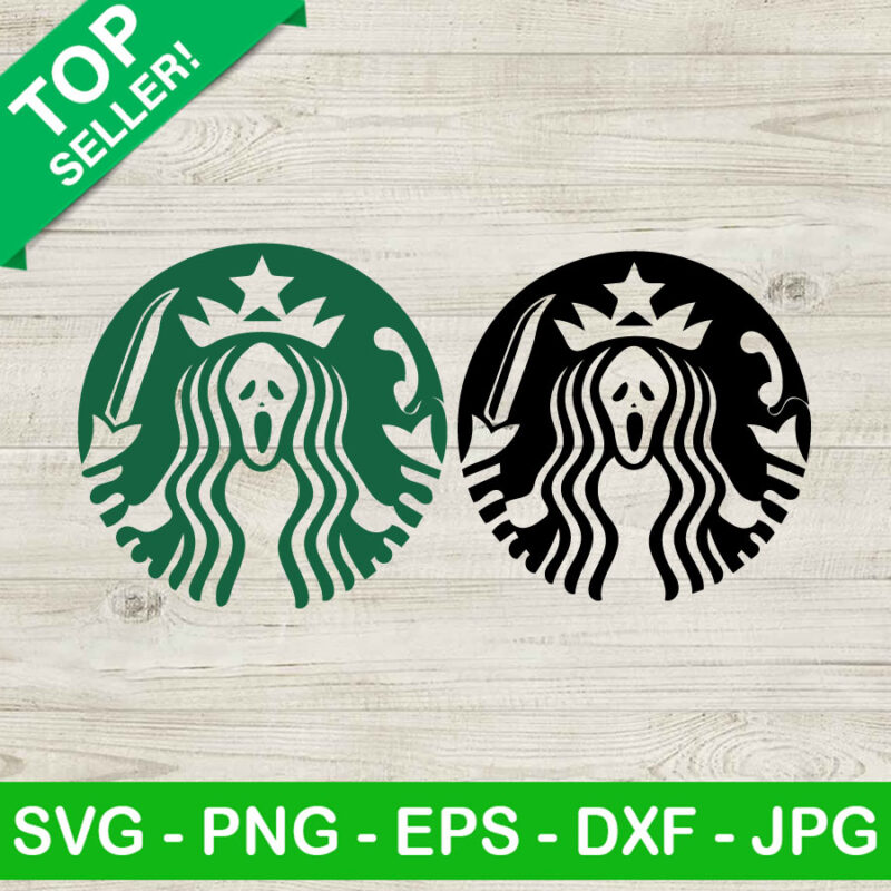 Horror Scream Ghost Coffee Logo SVG, Ghostface Starbucks Logo SVG ...