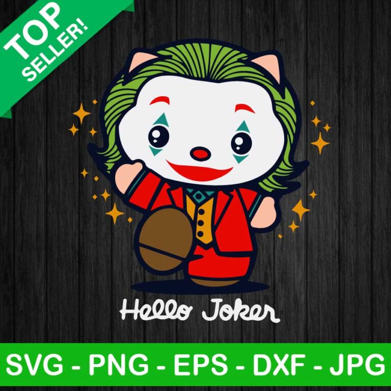 Hello Joker SVG, Joker Cute SVG, Hello Kitty Joker SVG, Cartoon Comic ...