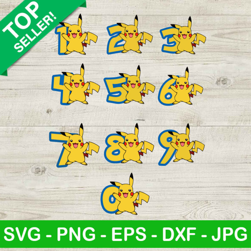 Pikachu Birthday Numbers SVG, Pokemon Pikachu Birthday SVG, Pikachu SVG