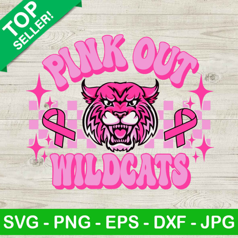 Wildcats Pink Out Breast Cancer SVG, Wildcats Cancer Ribbon SVG ...