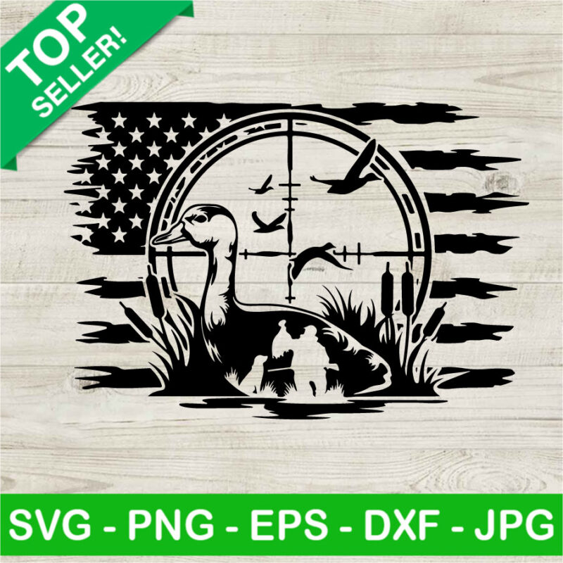 US Duck SVG, Duck Hunting SVG, US Flag Duck Hunting SVG