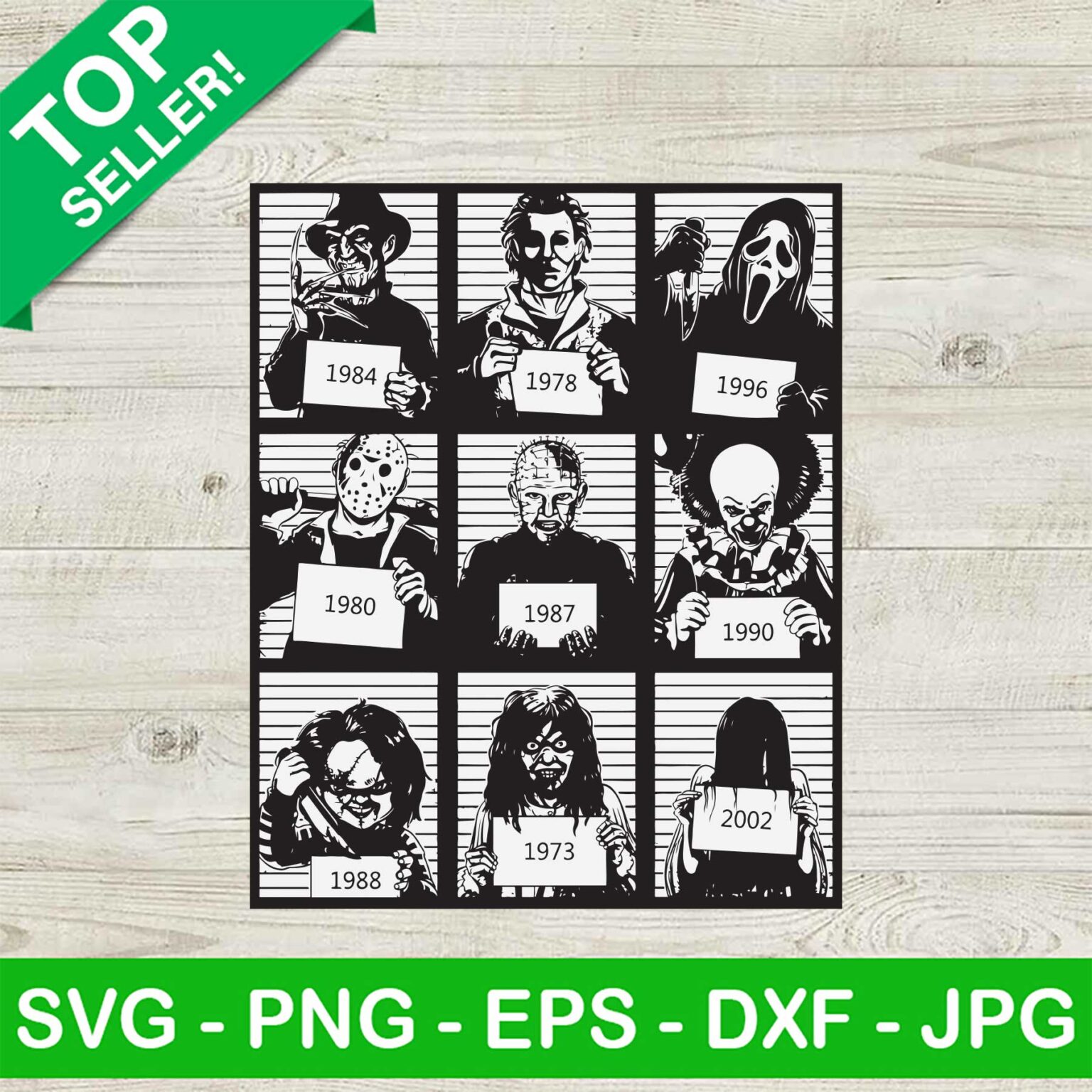 Horror Characters Mugshots SVG, Halloween Creepy Legends Killers ...