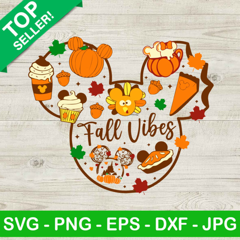 Fall vibes Mickey head SVG, Disney halloween cartoon SVG, Mickey ...