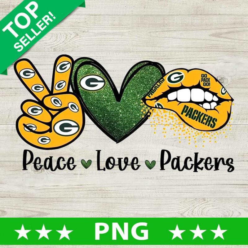 Peace Love Packers PNG, Green Bay Packers Sublimation transfer PNG ...