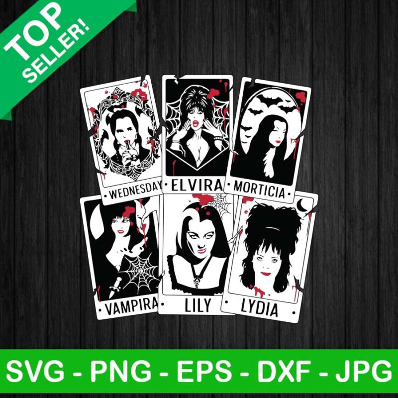 Wednesday Addams Family Tarot Card SVG, Horror Movie Characters SVG ...
