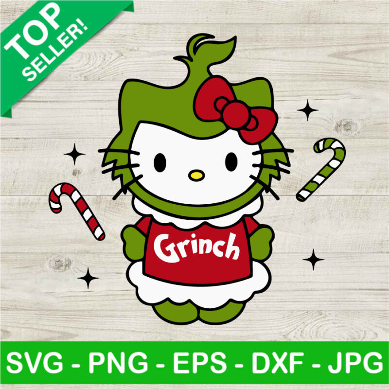 Kitty Grinch SVG, Hello Kitty Costume Grinch SVG, Retro Christmas ...