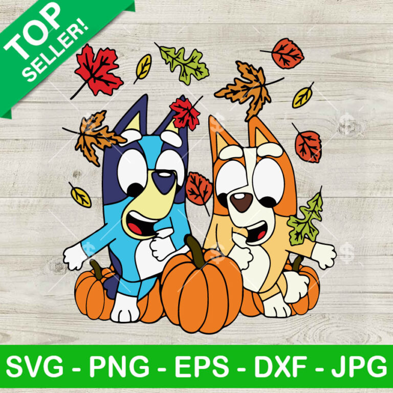 Funny Bluey Pumpkin Fall SVG, Bluey Dancing Thanksgiving SVG, Bluey ...
