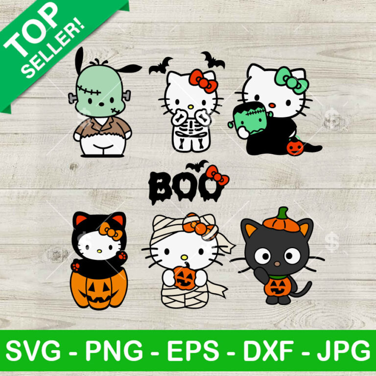 Hello Kitty Halloween Boo SVG, Hello Cats Horror Halloween SVG, Hello ...