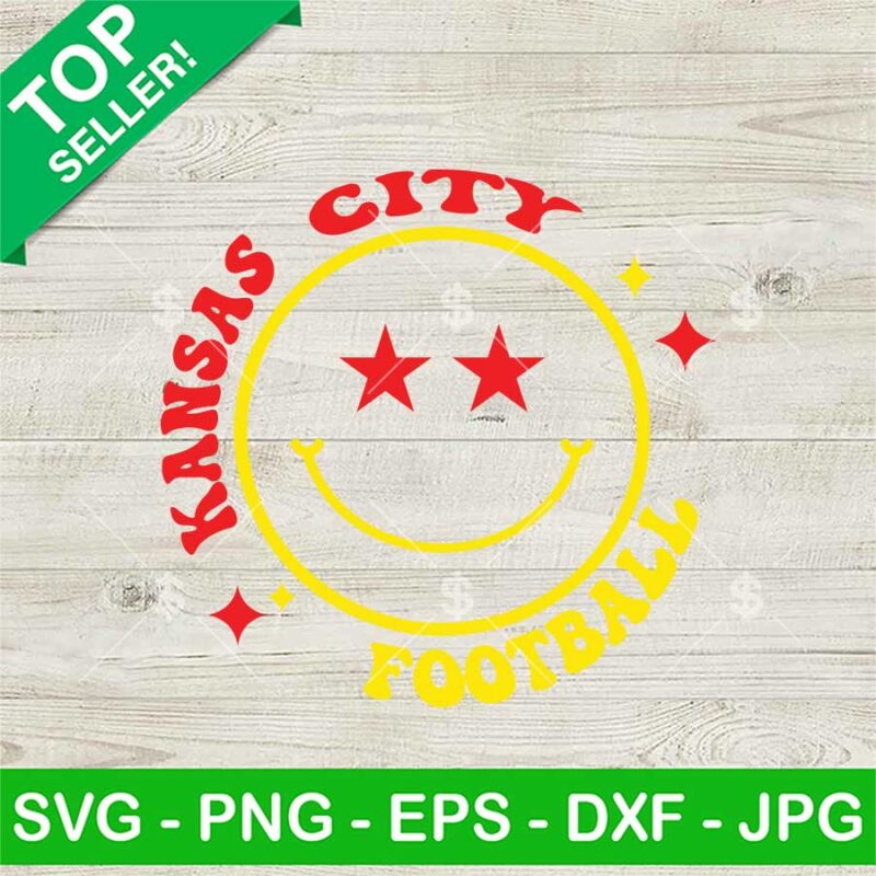 Kansas City Football Smiley SVG, KC Chiefs Smiley Face SVG, NFL ...