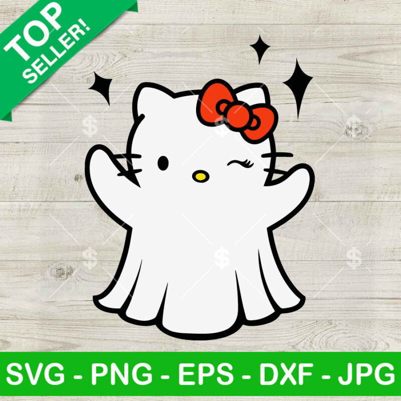 Hello Kitty Boo Ghost Halloween SVG, Cute Ghost Kitty Cat SVG, Hello ...