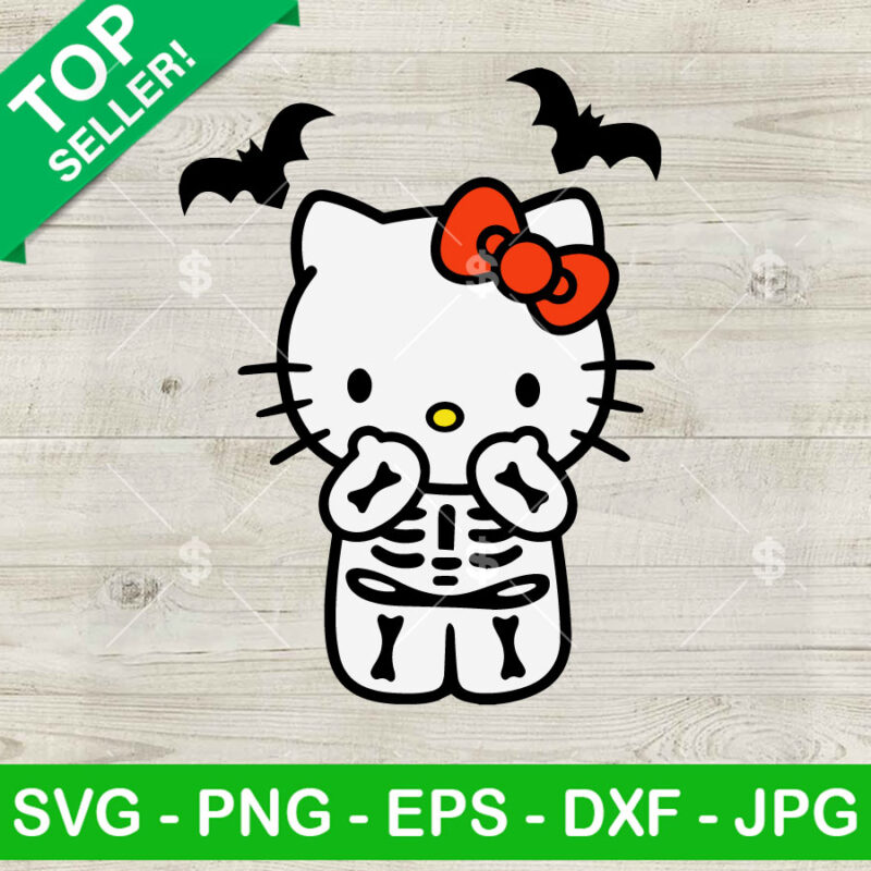 Hello Kitty Halloween Skeleton SVG, Hello Kitty Skeleton SVG, Funny ...
