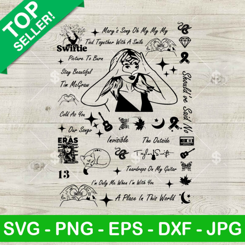 Taylor Swift Album Tracklist SVG, Taylor Swift Heart Hand SVG, Swiftie ...