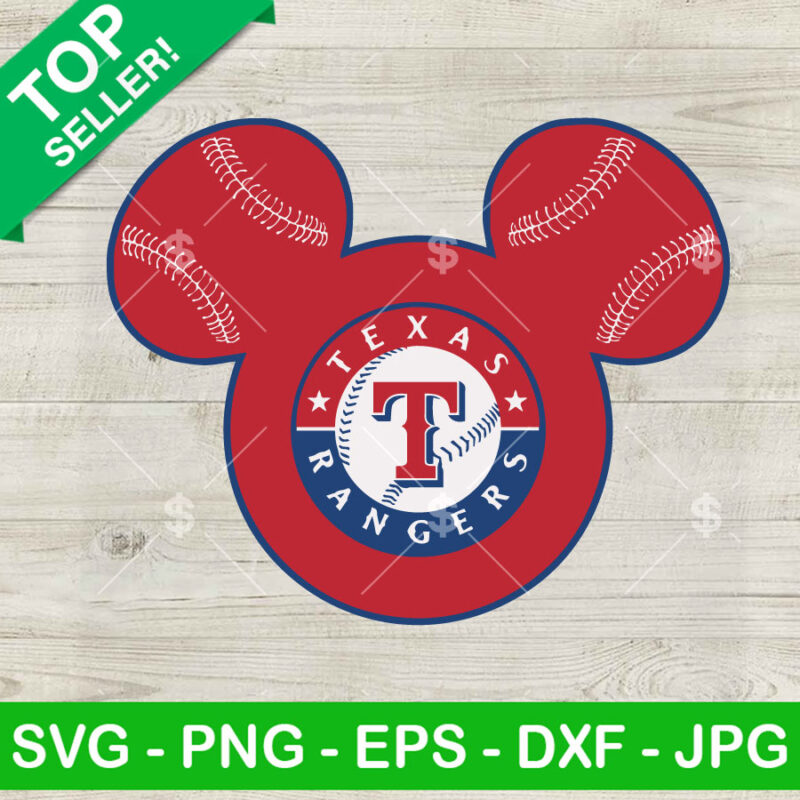 Mickey Mouse Head Texas Rangers SVG, Texas Rangers Baseball Logo SVG ...