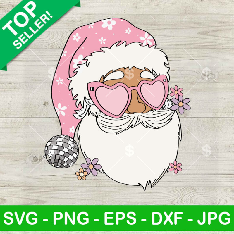 Disco Pink Santa Claus SVG, Christmas Santa Claus Retro SVG, Funny ...