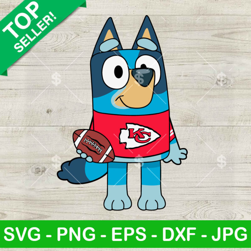 Bluey KC Chiefs football SVG, Bandit Heeler KC Chiefs football SVG ...