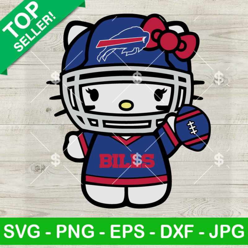 Hello Kitty Buffalo Bills Football SVG, Kitty Cat NFL Bills Football ...