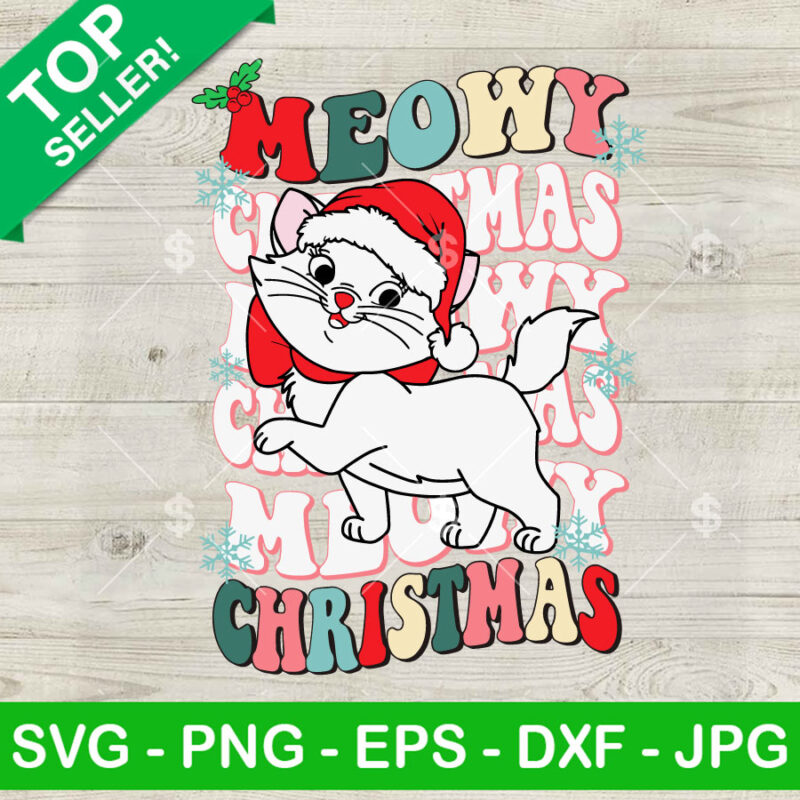 Disney Marie Cat Meowy Christmas SVG, Retro Aristocats Marie Christmas ...