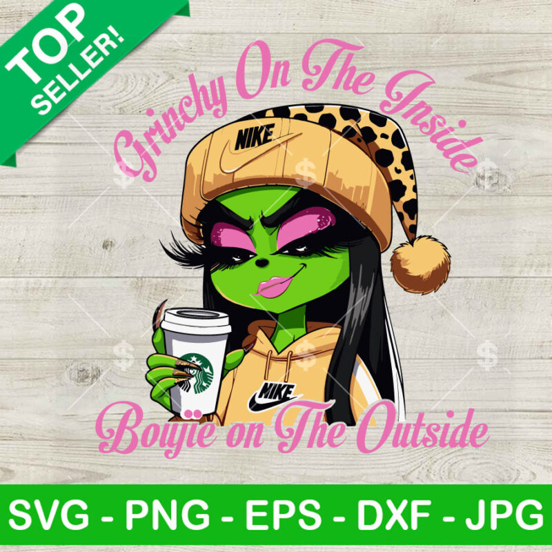 Bougie Leopard Grinch Girl Coffee SVG, Grinchy On The Inside Boujie On ...