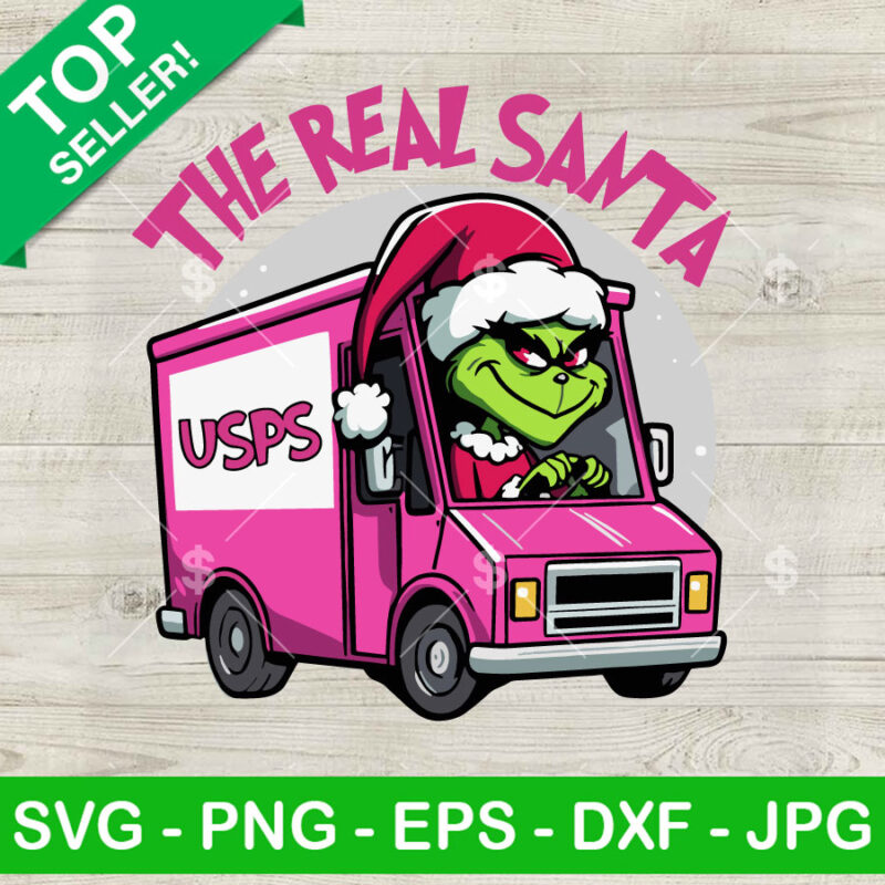 Pink Grinch The Real Santa SVG, Grinch Driving Usps Car SVG, Santa ...