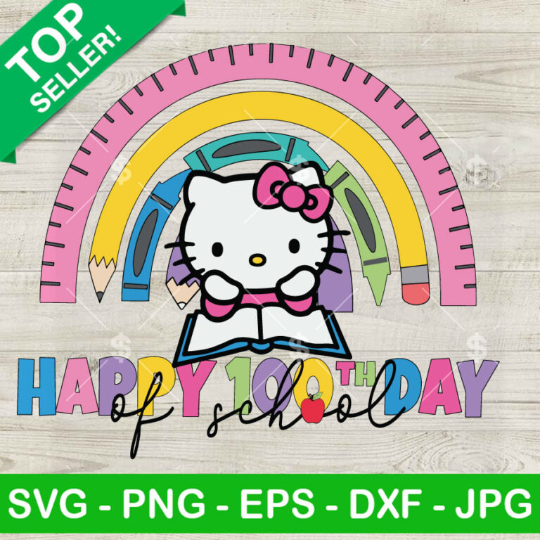 Hello Kitty Rainbow Happy 100 Days Of School SVG, 100 Days Of School ...