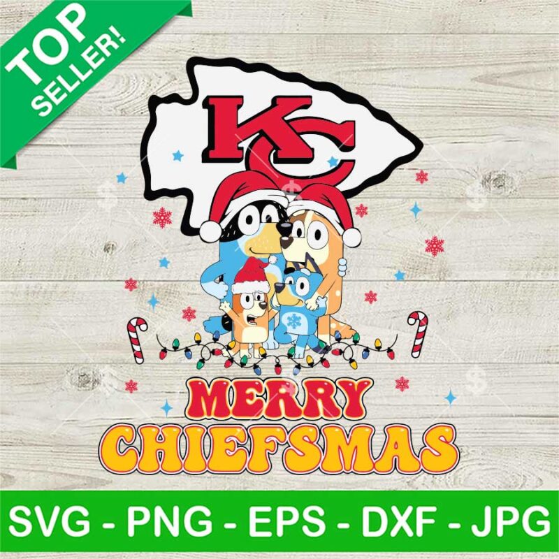 Bluey Family Merry Chiefsmas SVG, Merry Christmas Kansas City Chiefs ...