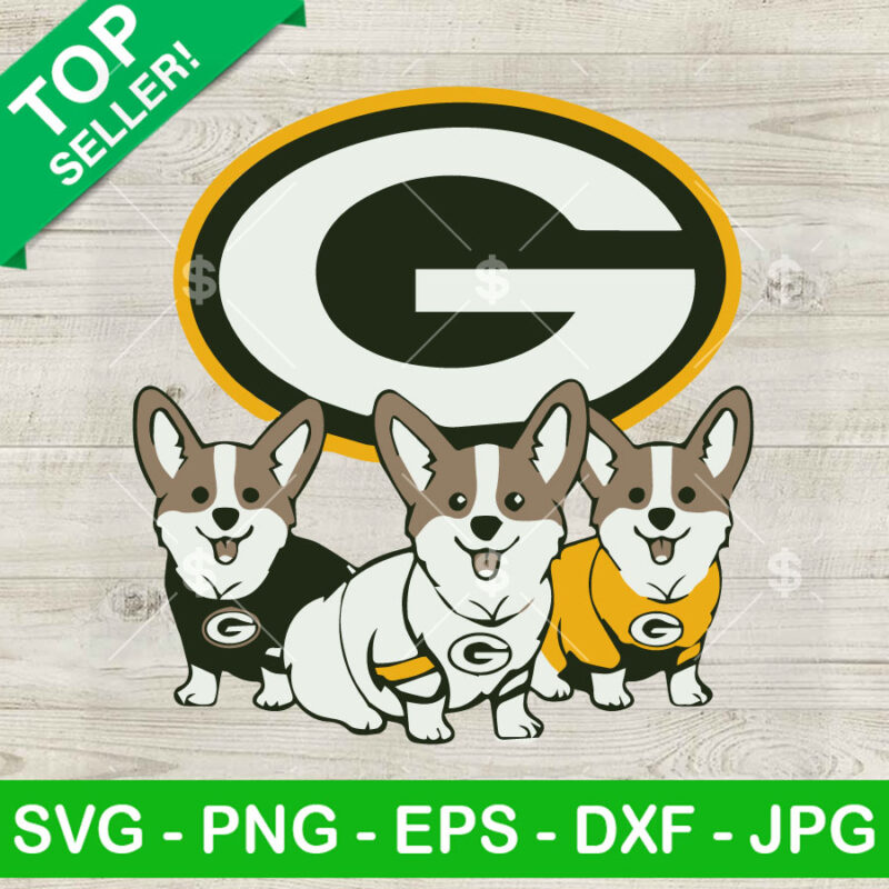 Green bay Packers Corgi Dog SVG, Green Bay Packers Dogs SVG, Packers ...