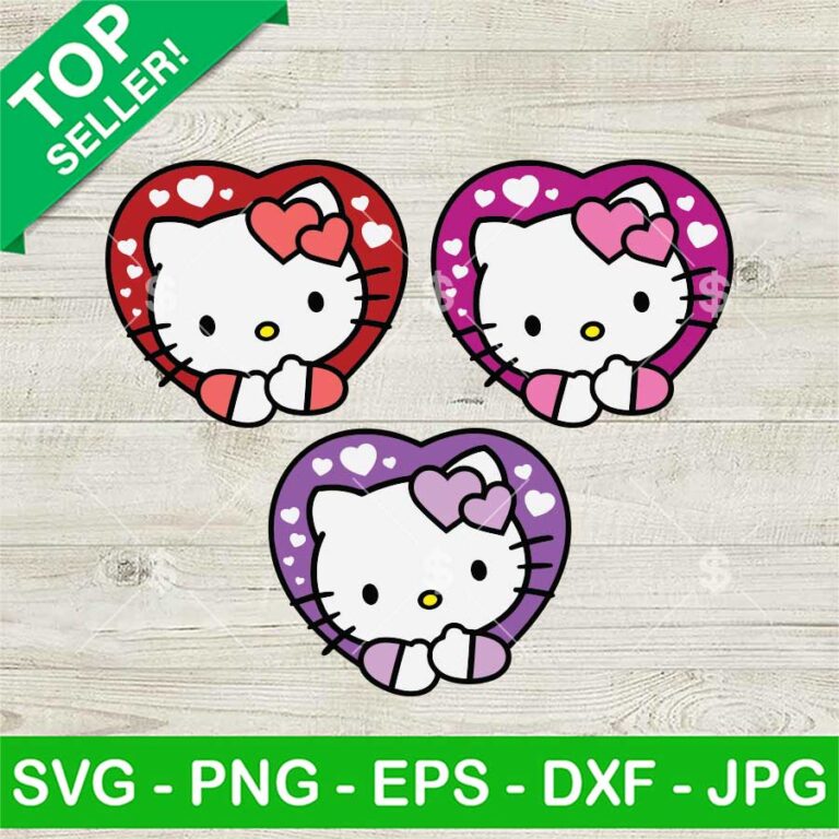 Hello Kitty Heart Valentine SVG, Kitty Vanlentine Day SVG, Cute Hello ...