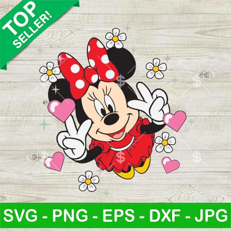 Minnie Mouse Peace Sign Valentine SVG, Disney Valentine SVG, Cute ...