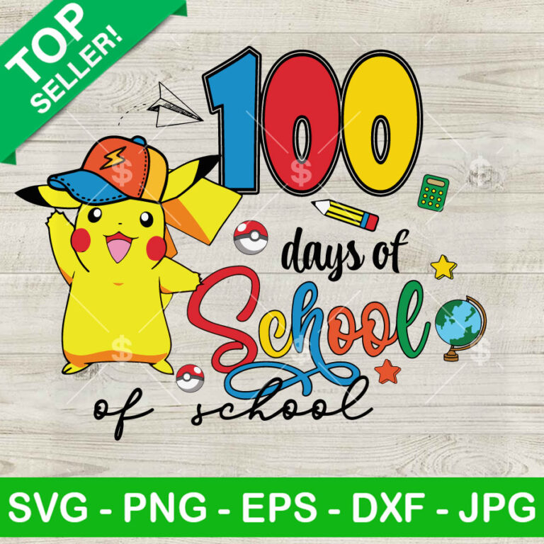 Retro Pikachu 100 Days Of School SVG, 100 Days Of School Pokemon SVG ...
