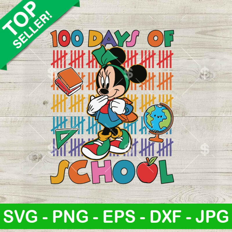 Minnie Mouse 100 Days Of School SVG, Disney 100 Days School SVG, Cute ...