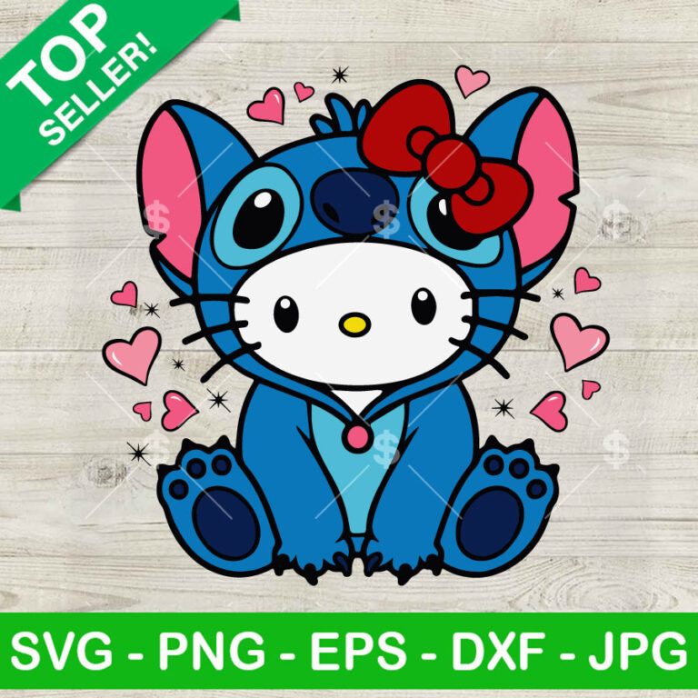Stitch Hello Kitty Heart Valentine SVG, Hello Kitty Disguise Stitch SVG ...